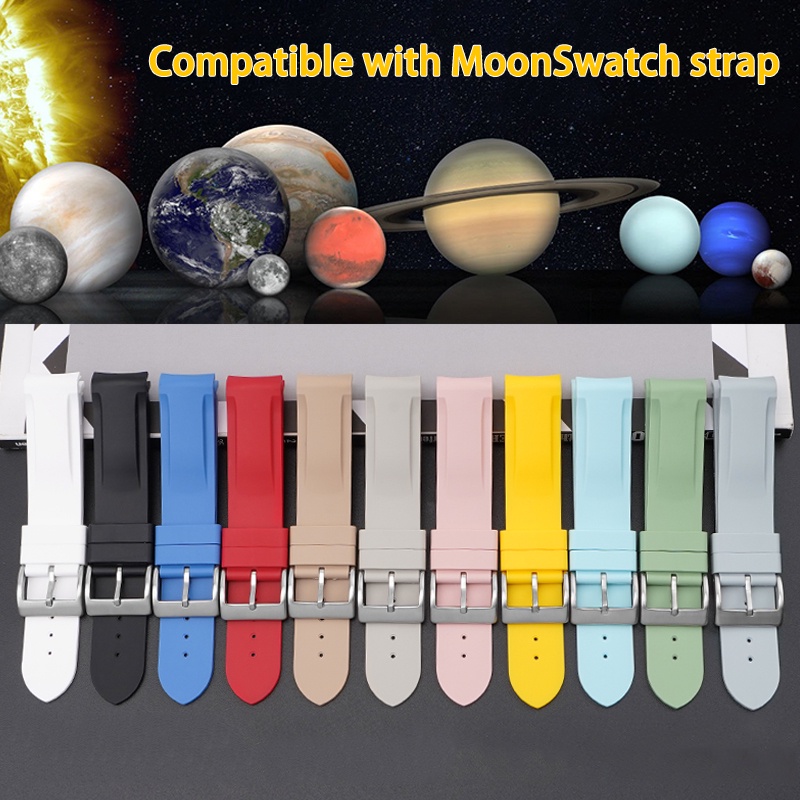 Rubber Watchband for Omega X Swatch MoonSwatch Strap 20mm Curved End ...