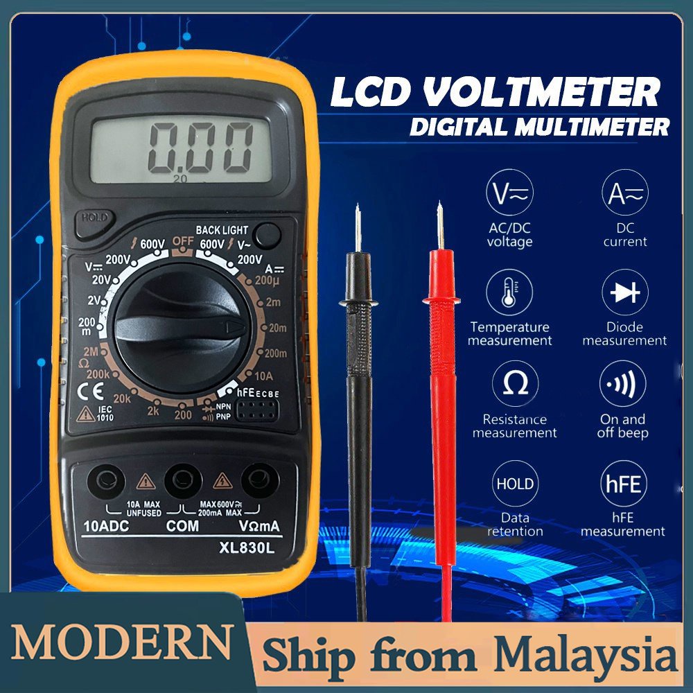 XL830L NEW Digital Multimeter LCD Volt Meter Ammeter Voltmeter Amps ...