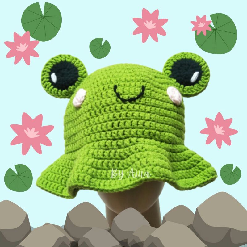 Frog Crochet Bucket Hat/Frog Knit Hat (Read Description) | Shopee Singapore