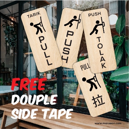 Push & Pull Door Tolak Tarik & Door Sign Pintu Signage Wood Laser ...