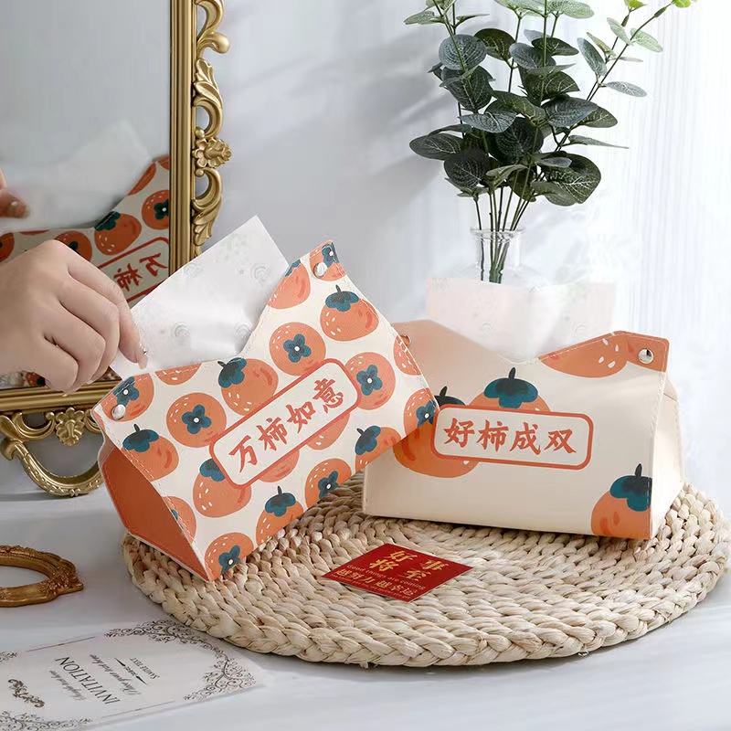 PU Leather Tissue Box Car Tissue Container Desktop Chinese New Year ...