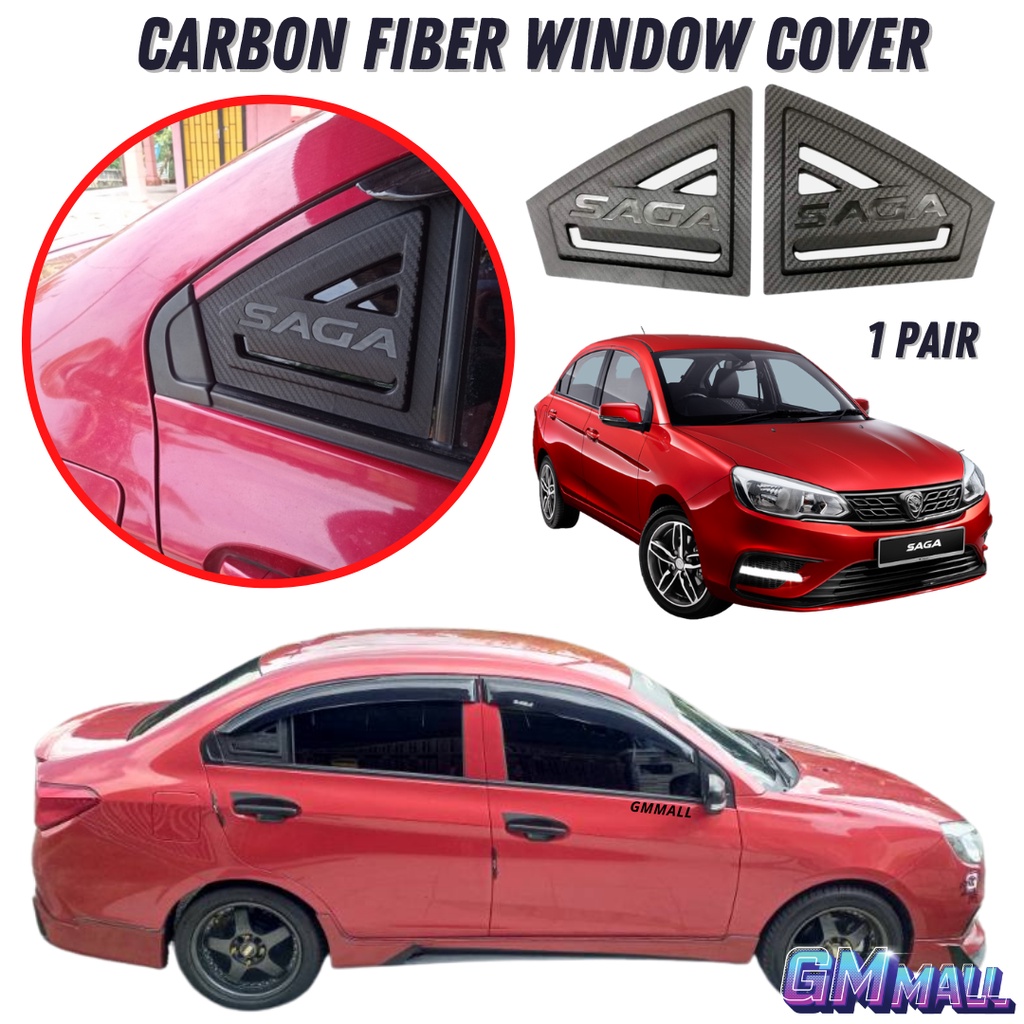 NEW PROTON SAGA TRIANGLE WINDOW COVER Carbon Penutup Cermin Tingkap ...