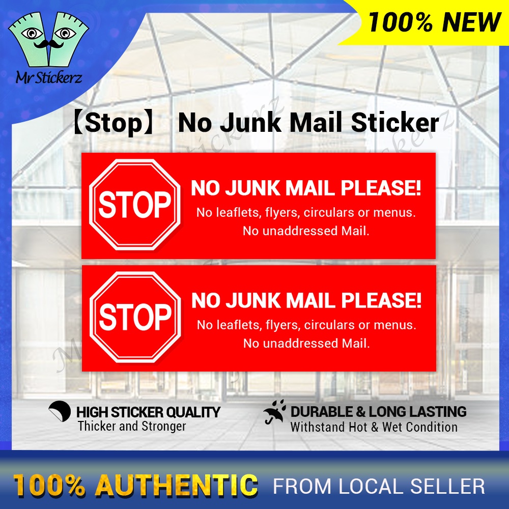 No Junk Mail Please Sign Sticker High Sticker Quality Long Lasting ...