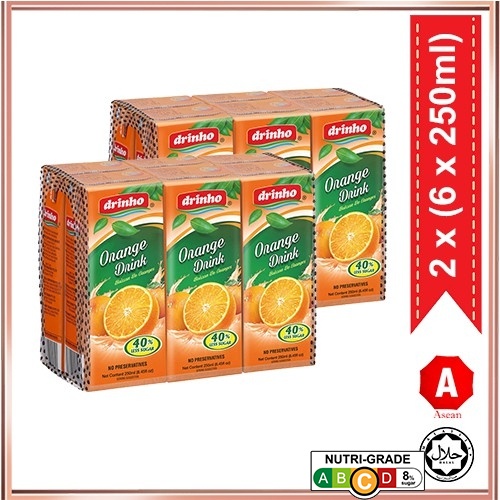 DRINHO ORANGE DRINK | OREN | 橙汁 (6 X 250ML) X 2 PACKS ASEAN.OS | Shopee ...