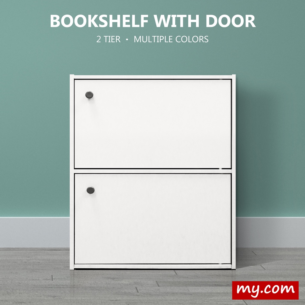 2 Tier Bookshelf with Doors my-com/Multipurpose Shelf/Rak Buku 2 ...