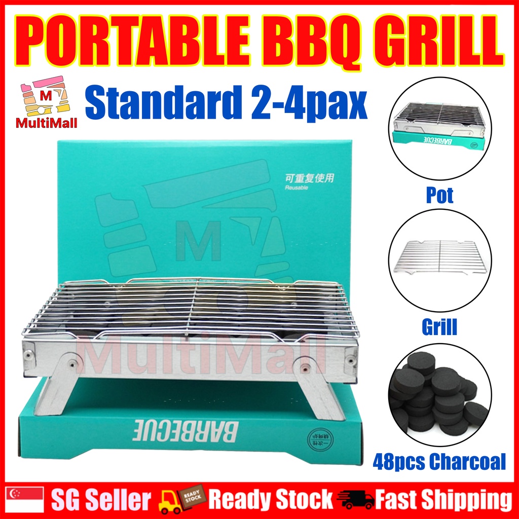 Portable BBQ Grill - Standard +48 Pcs Charcoal , Disposable BBQ Grill ...