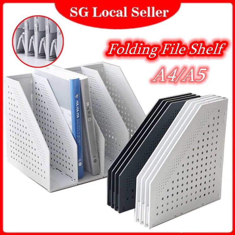 （SG Seller) Folding Desktop Folder Large Capacity 4 Grid Box Magazine ...