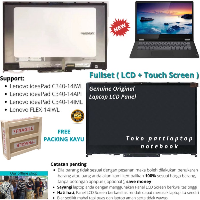 LAYAR LCD Touch Screen Lenovo ideaPad C340-14IWL 14API 14IML FLEX-14IWL ...