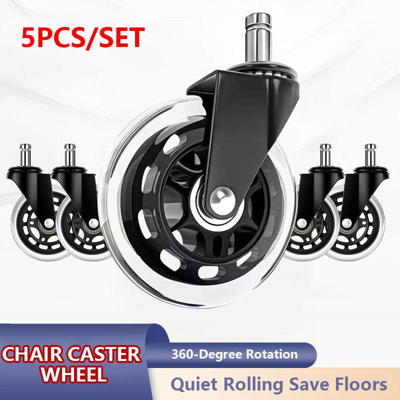 5PCS Swivel Rubber Caster Wheels 3 Inch Office Chair Caster Wheels ...