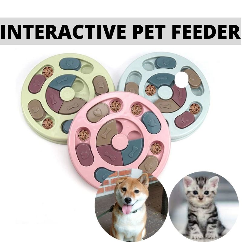 Pet Puzzle Interactive Slow Feeder Food Dispenser Non-Slip Bowl Dog Cat ...