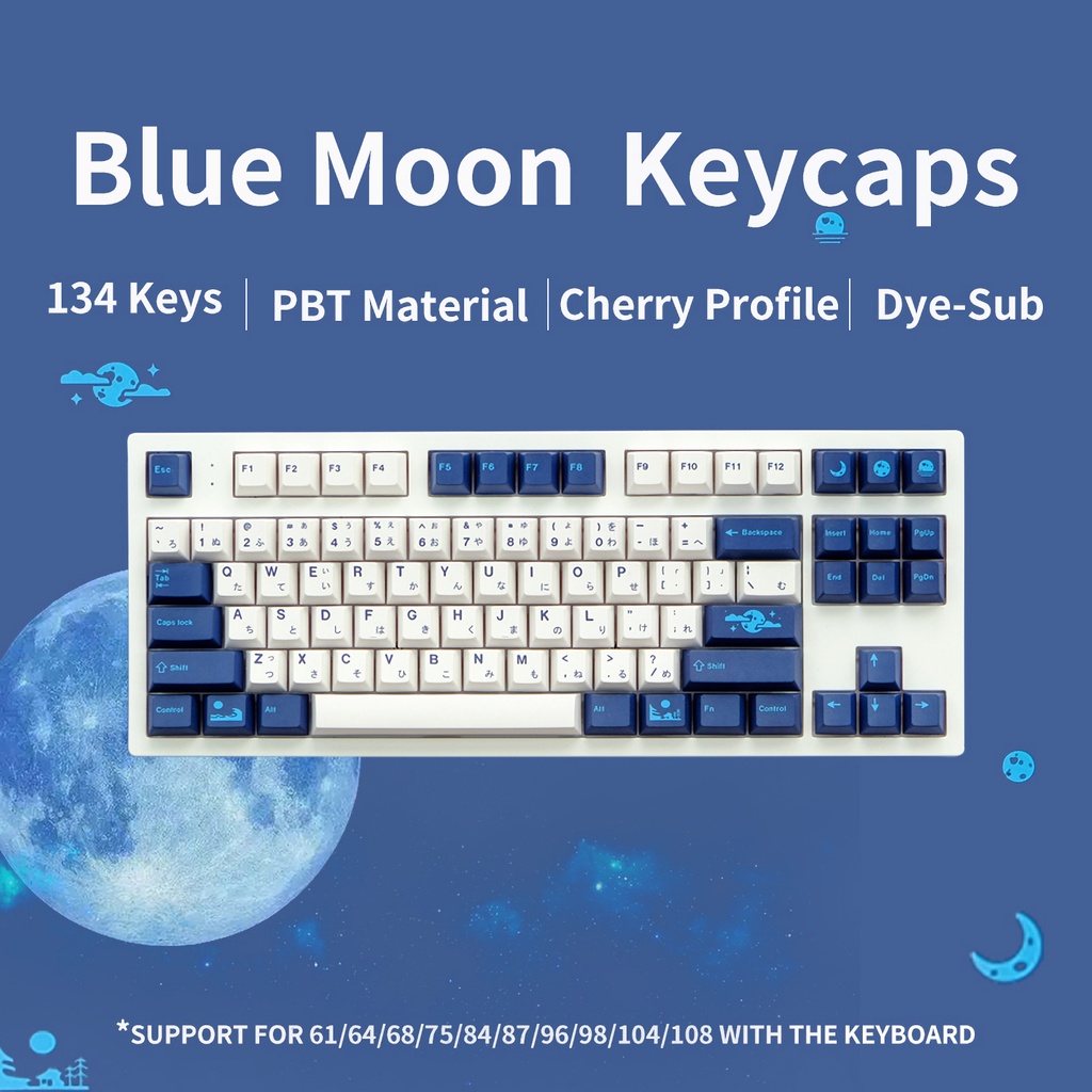 [SG Local Stock] Blue Moon Keycaps | 134 Keys | Cherry Profile | PBT ...