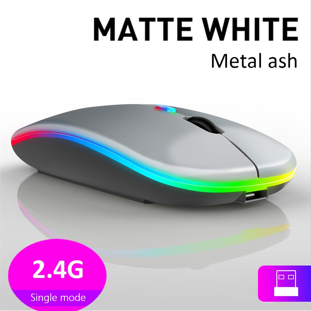 Wireless Mouse Rgb Led 2.4Ghz Silent Rechargeable 1600dpi Slim Portable ...