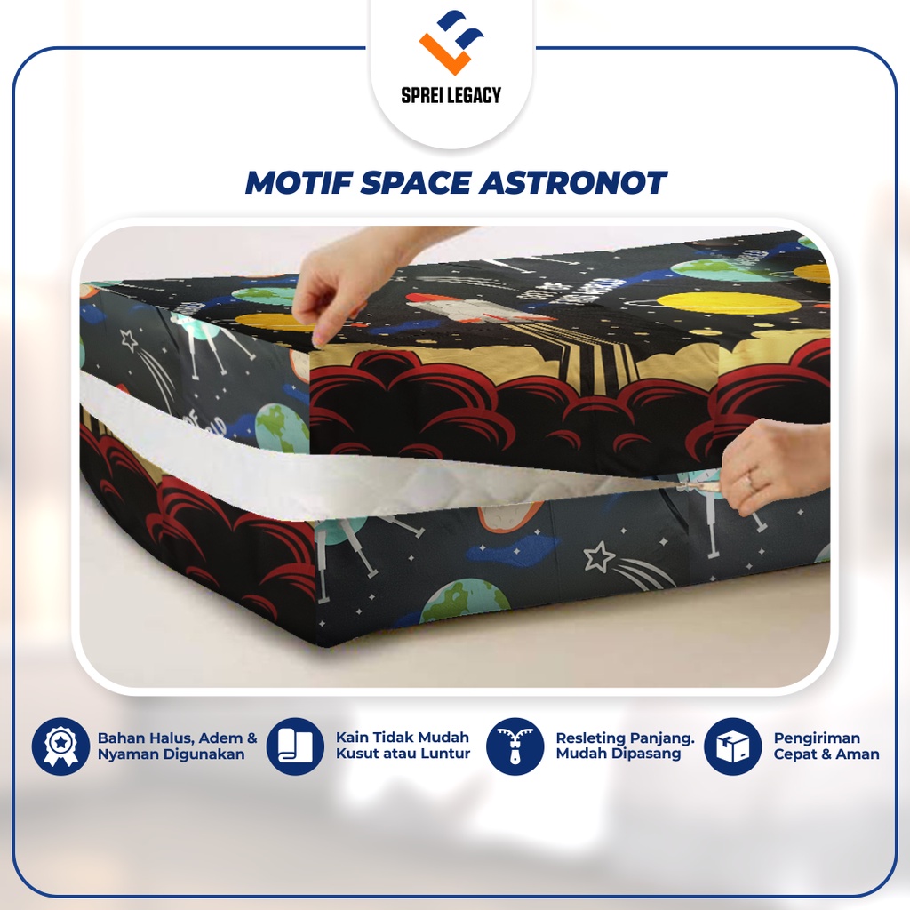 (New!!) Bed Sheets Foam Cover Motif Space Astronaut Soft Cool ANTI-Fade ...