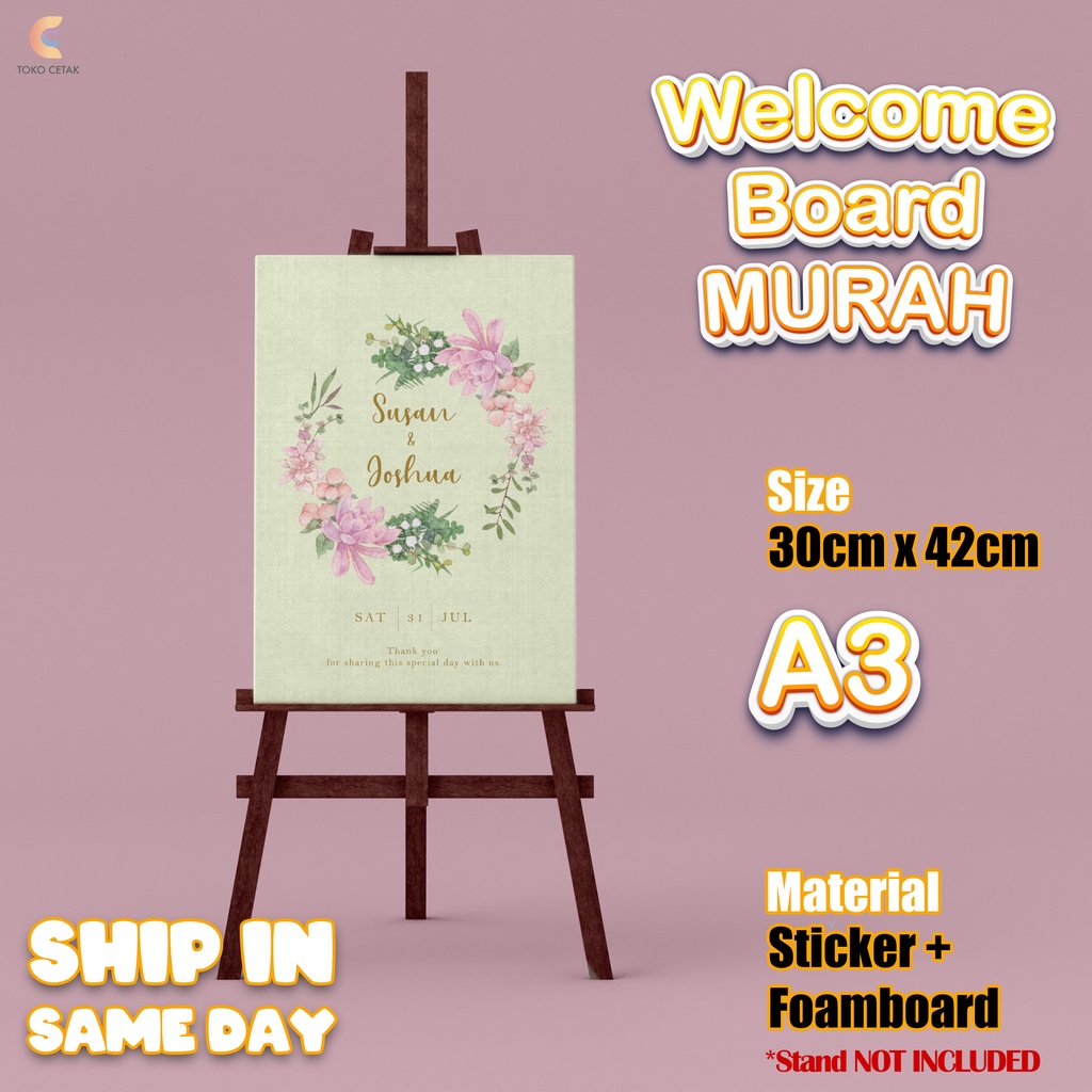 Welcome Board A3 | Wedding Signage | Papan Selamat Datang Perkahwinan ...