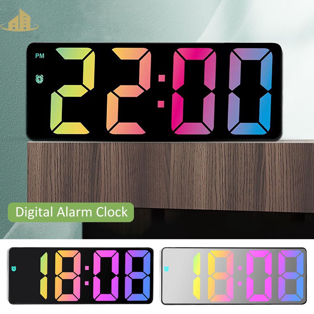 Digital Alarm Clock Colorful LED Electronic Clock USB/Battery Operated ...
