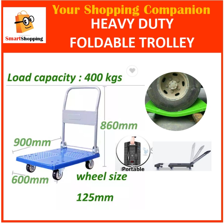 Multifunctional Flatbed 4-wheel Foldable Durable Trolley Cart Load ...