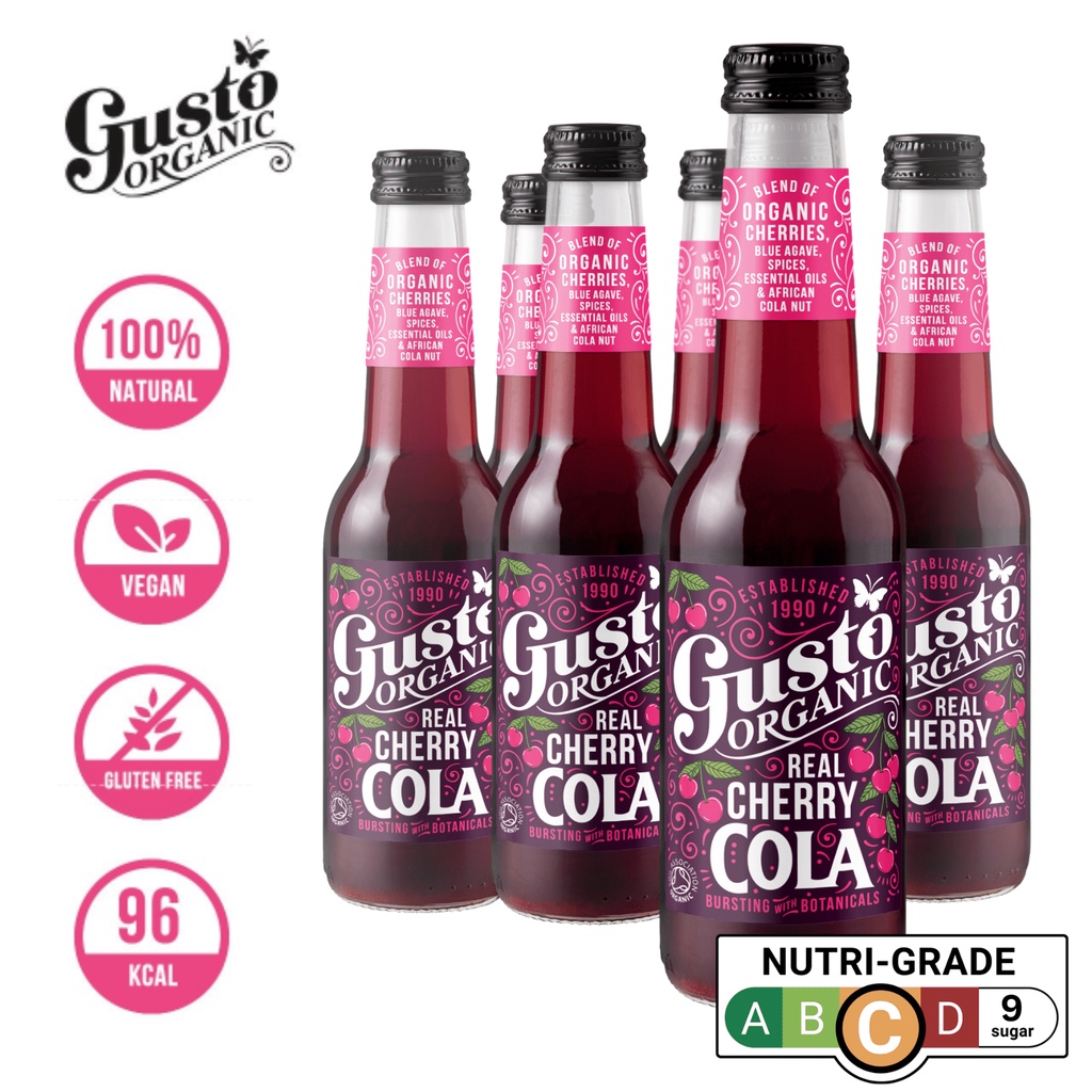 GUSTO ORGANIC Real Cherry Cola Organic Beverages (6 Bottles Pack ...