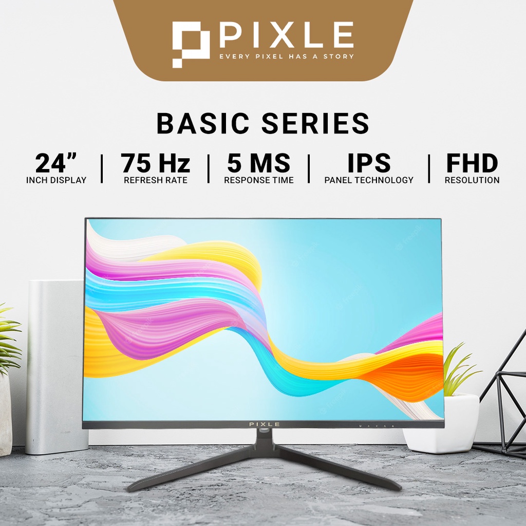 PIXLE Basic Productivity Monitor 24 inch | 24" FHD 75Hz 5ms IPS 1920 x ...