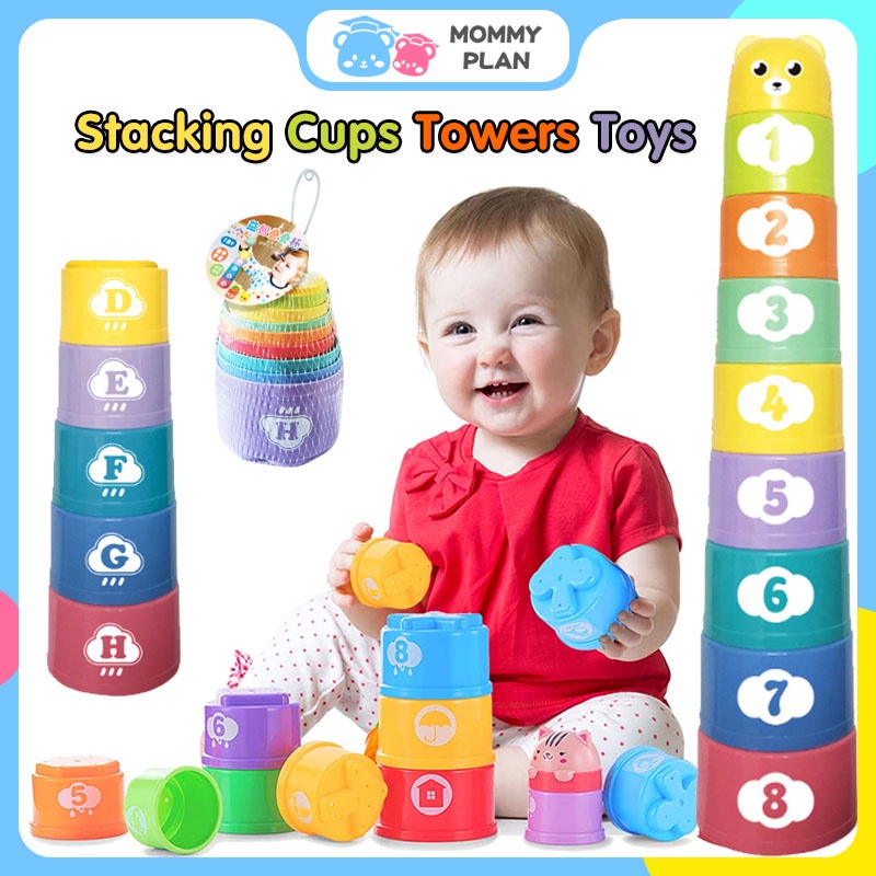 Baby Stacking Cups Towers Toys With Numbers And Alphabet Stacking Pile ...
