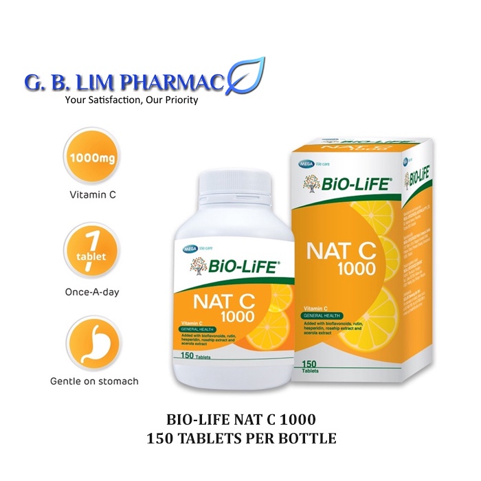 (EXP: 13-MAR-2026 ) BIO-LIFE NAT C 1000MG 150 Tablets One Bottle ...