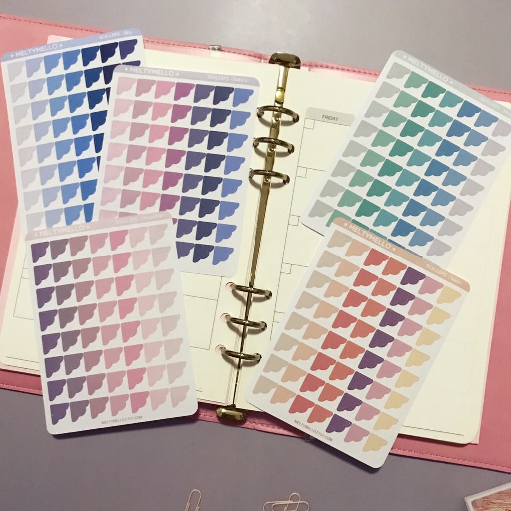 Corner Markers Sticker | Scallops Hearts for Planner Bujo Diary ...