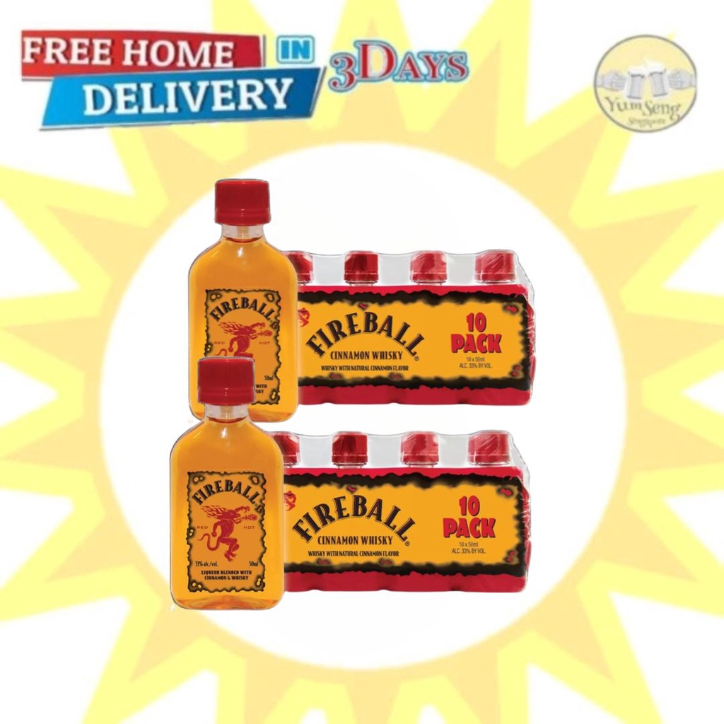 Fireball Cinnamon Whisky (50ml x 10 bottles) (Bundle of 2) | Shopee ...