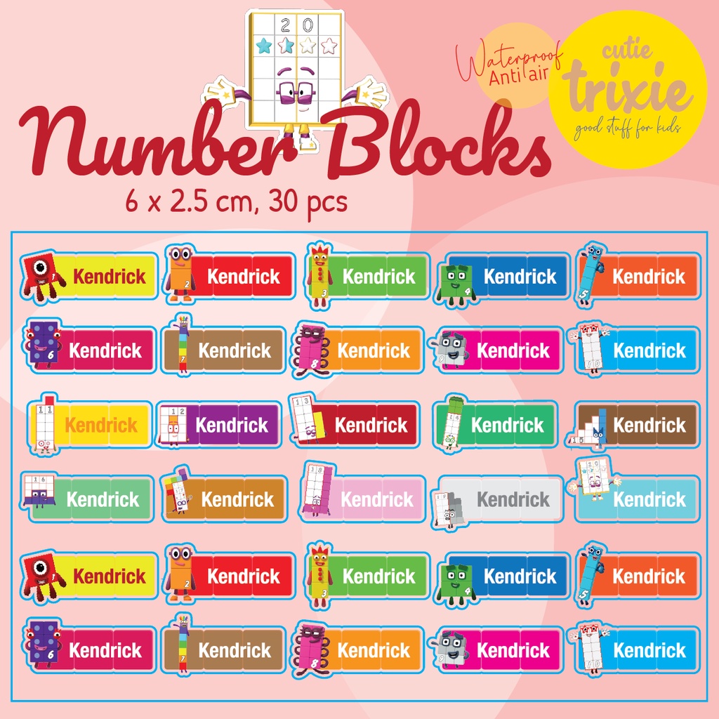 Numberblocks Children's Name Label Sticker | Shopee Singapore