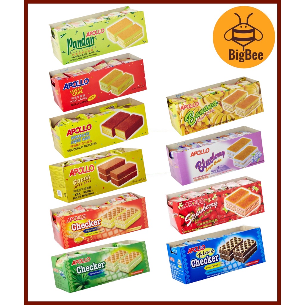 Apollo Layer Cake - 18g x 24pkts Original / Pandan / Chocolate / Cocoa ...