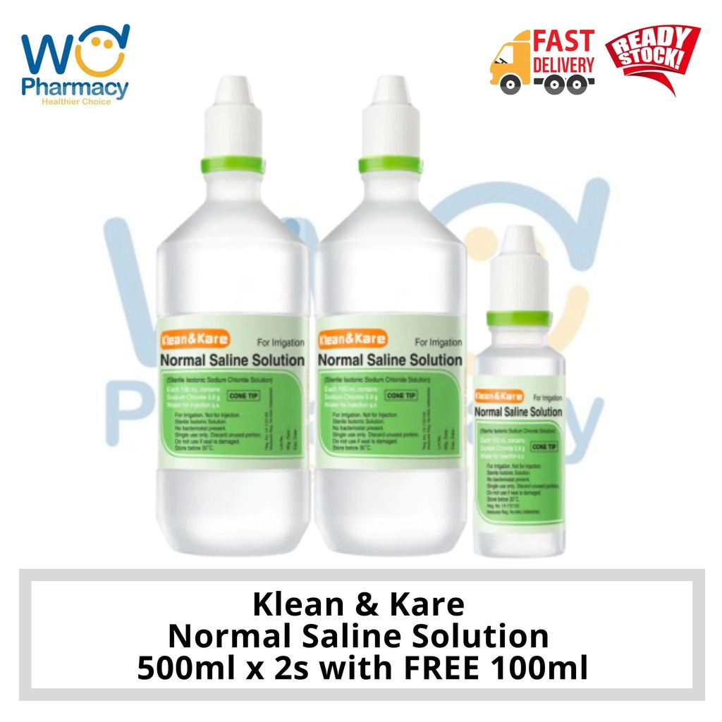 Klean & Kare Normal Saline Solution 500 ml x 2s with FREE 100ml ...
