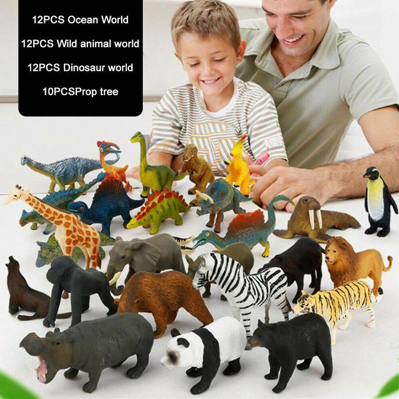 【Spot】12pcs/set Wild Animals Simulation Savage Tiger Lion Cheetah Wolf ...