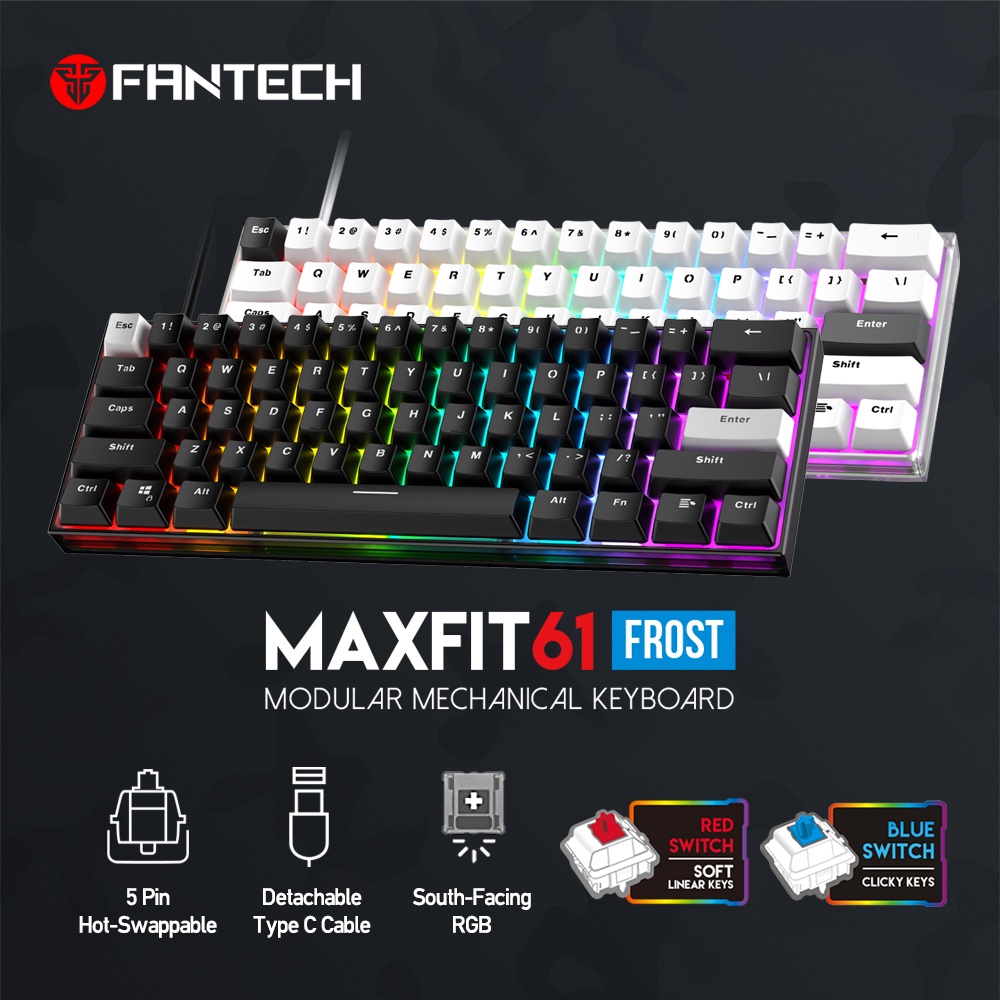 Fantech MAXFIT61 MK857 FROST WIRED Modular RGB Mechanical Keyboard ...