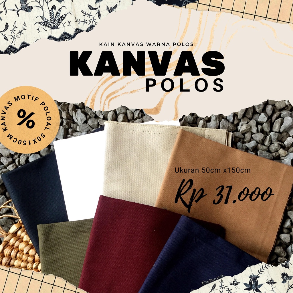 KATUN 12oz Thick Plain Cotton Canvas Fabric Size 150cm x 50cm | Shopee ...