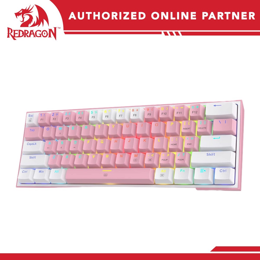 Redragon K617 FIZZ Mechanical Wired RGB Gaming Keyboard Pink White ...