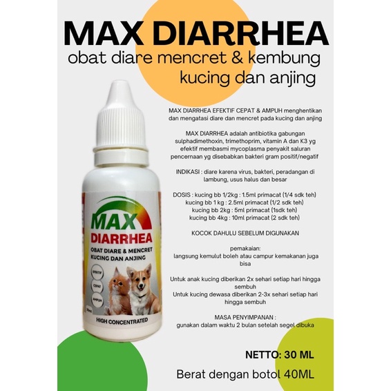 MAX DIARRHEA PRIMA CAT Medicine for DIARRHEA and bloating in cats and ...