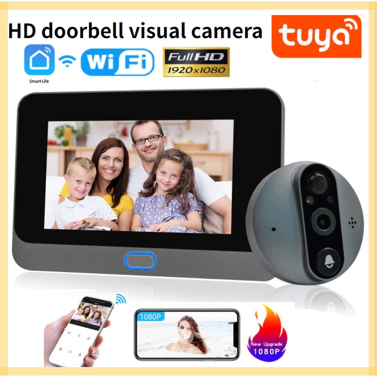 Tuya 1080P WiFi Video Door Peephole Camera Doorbell Viewer with LCD ...