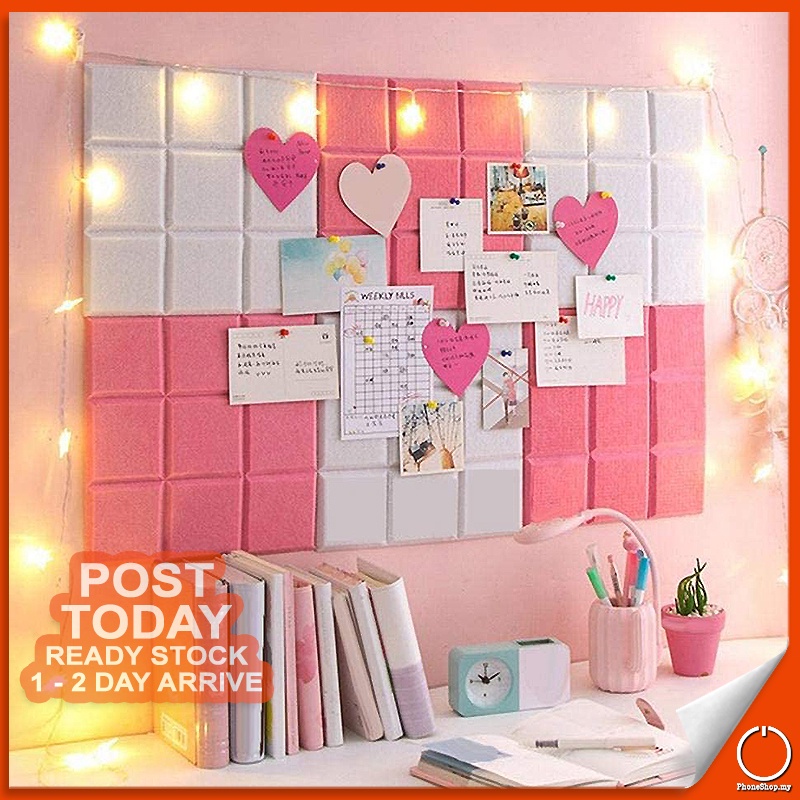 DIY Felt Board Square Tiles Notice Memo Photo Notes Bulletin Pin Boards ...