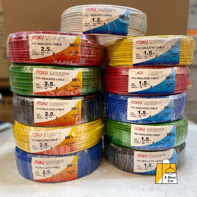 ITOKU sirim Cable PVC 1.5MM 2.5MM Kabel [SIRIM Approved] Kabel Wayar ...