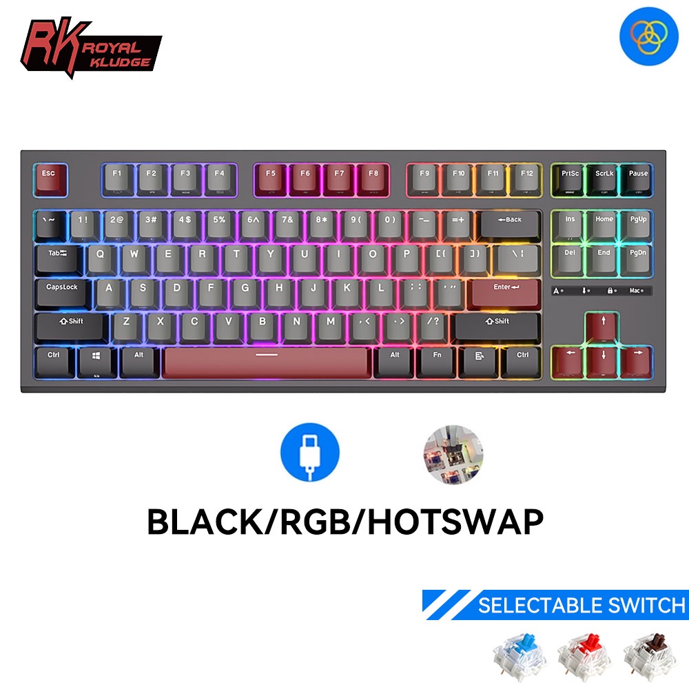 Royal Kludge RK R87 87 Key Wired Professional Game Hotswap Mechanical ...