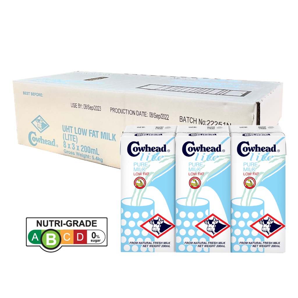 [1 Carton] Cowhead UHT Milk Lite (24x200ml) | Shopee Singapore