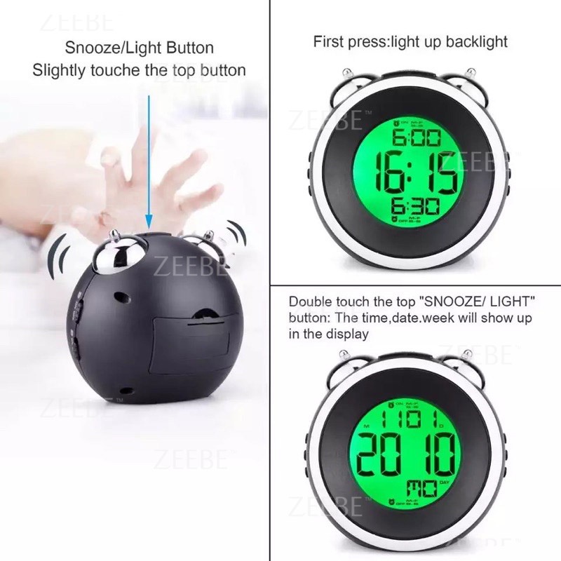 ZEEBE Loud Digital Alarm Clock LED Heavy Sleepers With Loud Sound Desk ...