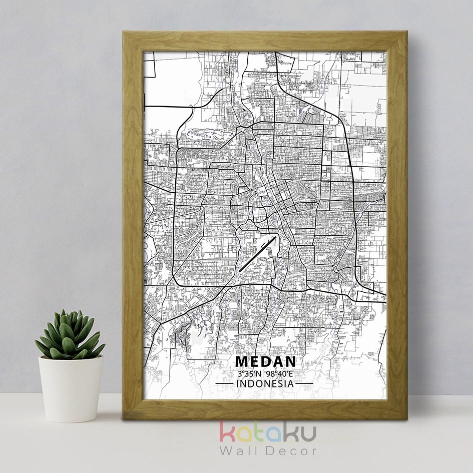 Medan City Map Art Wall Display Poster Medan City Map Wall Decor A3 ...