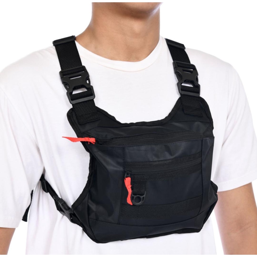 Men's Chest Bag tactical Vest - Motorcycle Vest Front Chest Bag ...