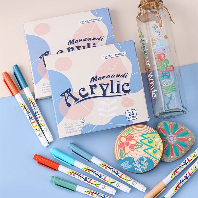 RUIXIANG 12pcs/set Morandi Acrylic Marker Multi-functional Fiber Tip ...