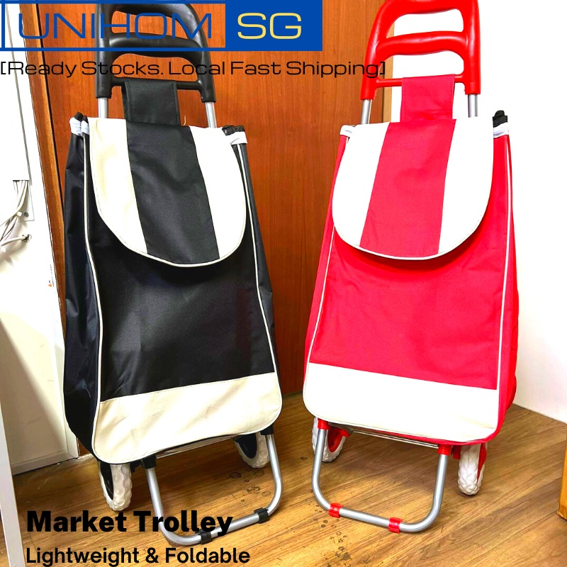 UnihomSG [ReadyStock] Simple Foldable Lightweight Market Trolley Bag ...