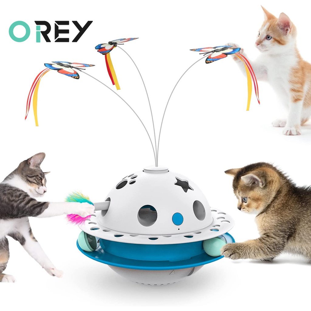Automatic Rotating Cat Toys Butterfly Feather Balls Roller Tracks ...