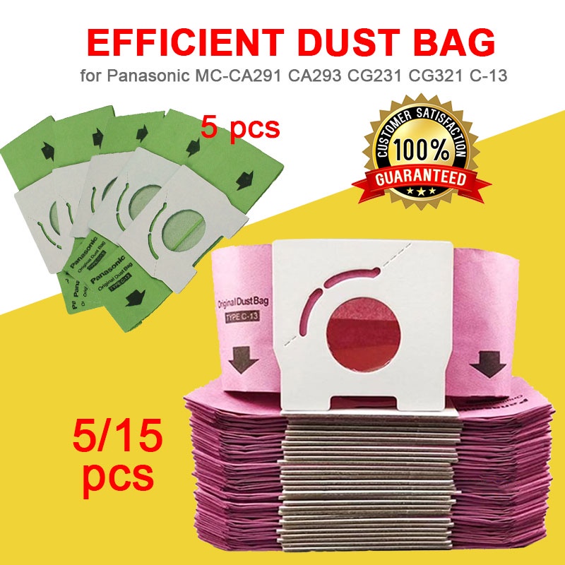 15PCS Vacuum Cleaner Bags Dust Bag C-13 Paper filter Panasonic Bag for MC-CA291 MC-CA391 MC ...