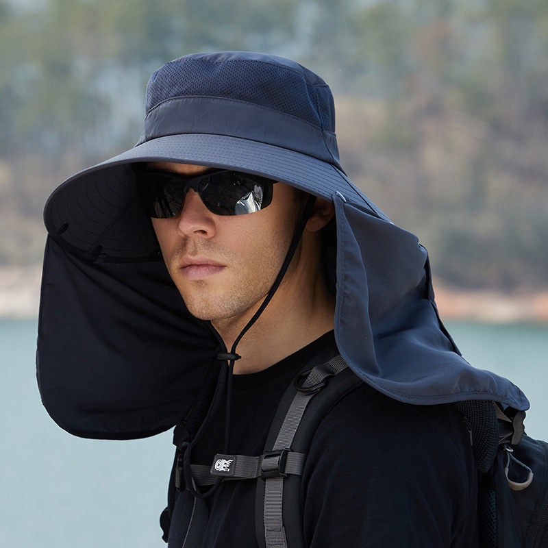 [Sugar] Men's Neck Protection Sun Hat Outdoor Face-Covering Fishing ...