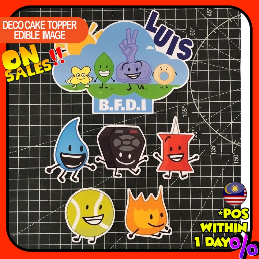 [CUSTOM NAME] Happy Birthday Cake Topper Battle for Dream Island BFDI ...