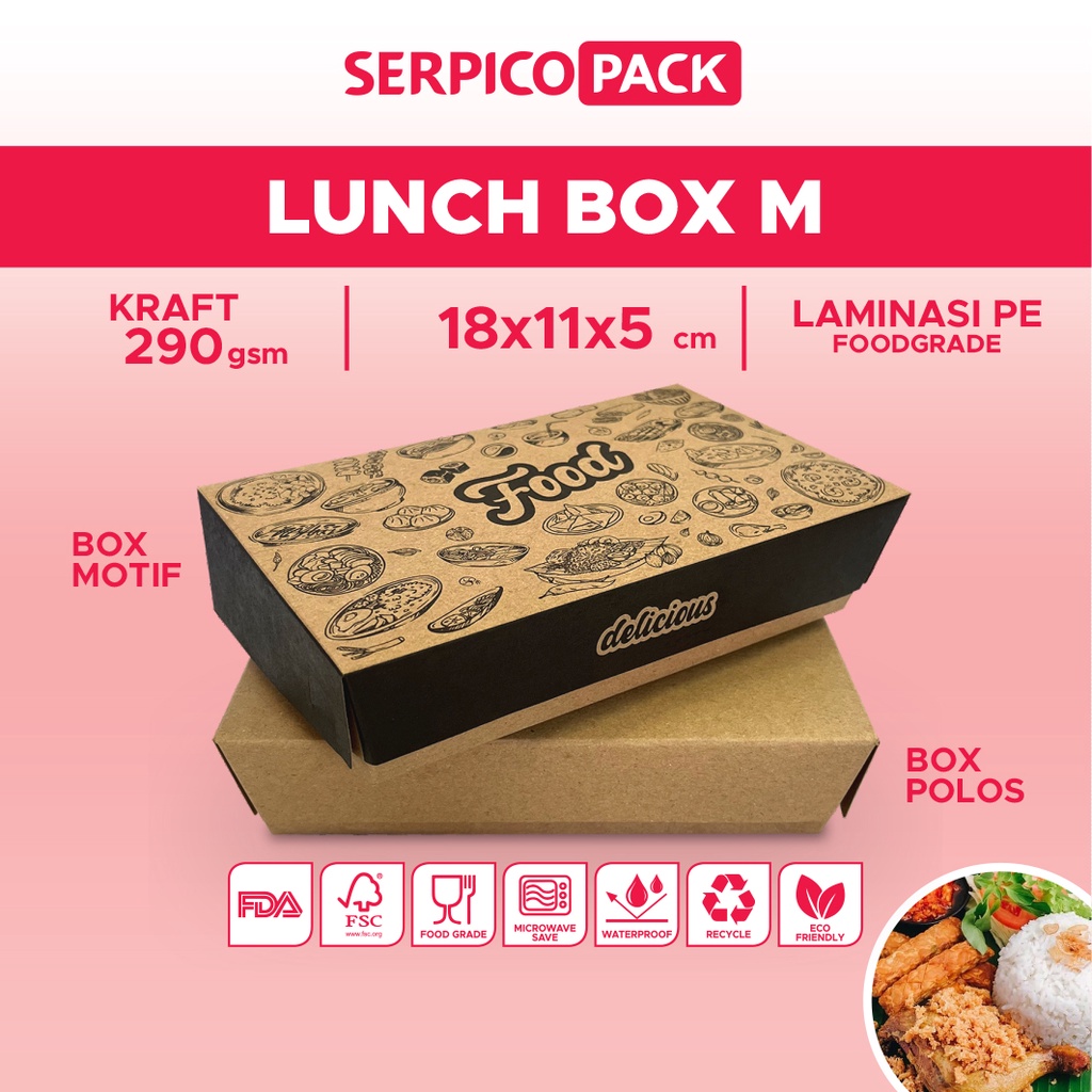 Paper Lunch Box M/Lunch box bottom size (16x9x5 cm) | Shopee Singapore