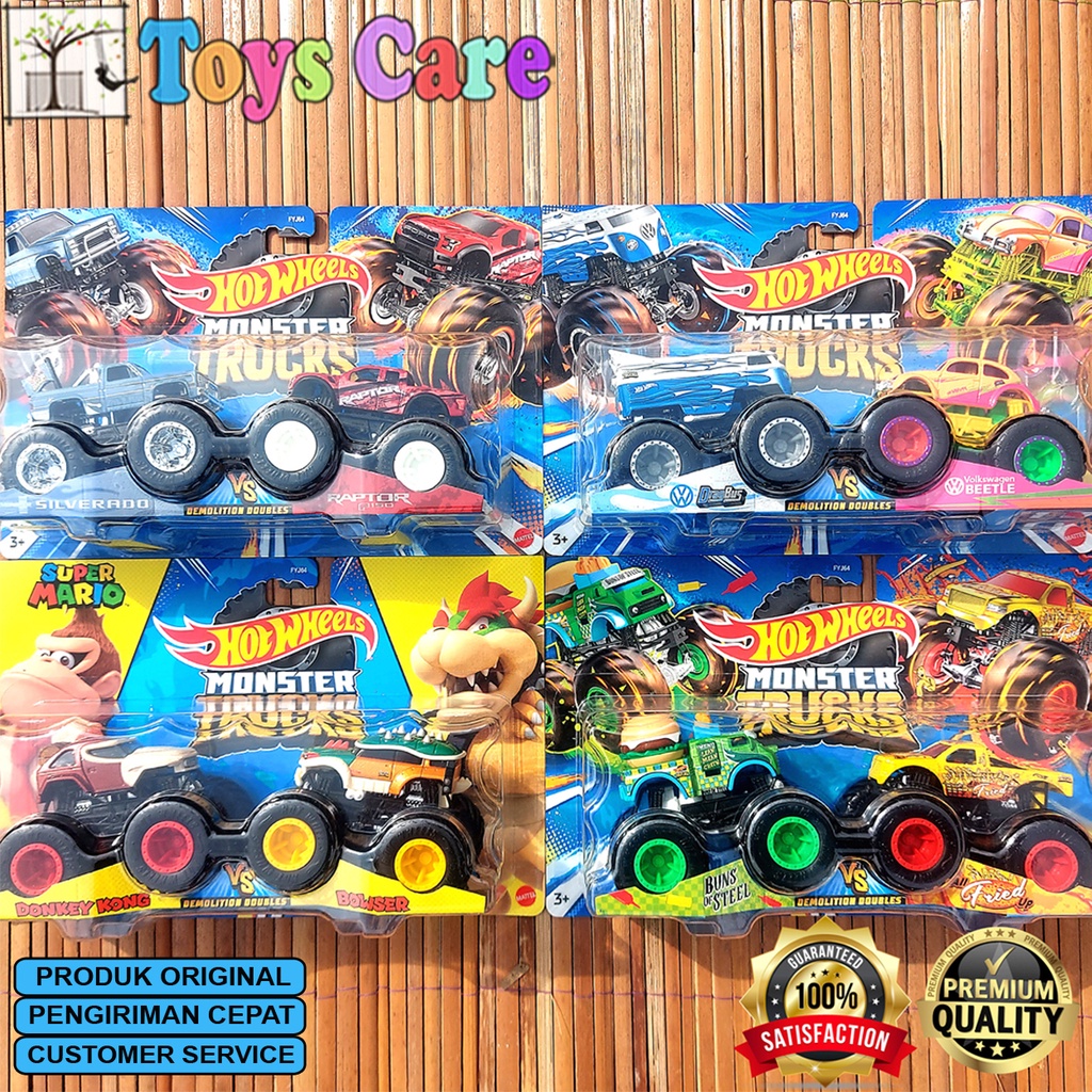Hotwheels MONSTER TRUCKS DEMOLITION DOUBLES DRAGBUS vs VW VOLKSWAGEN ...